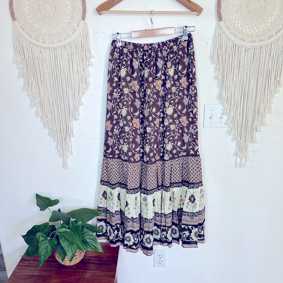 Spell | Skirts | Spell The Gypsy Brown And Cream Floral Print Boho Maxi ...